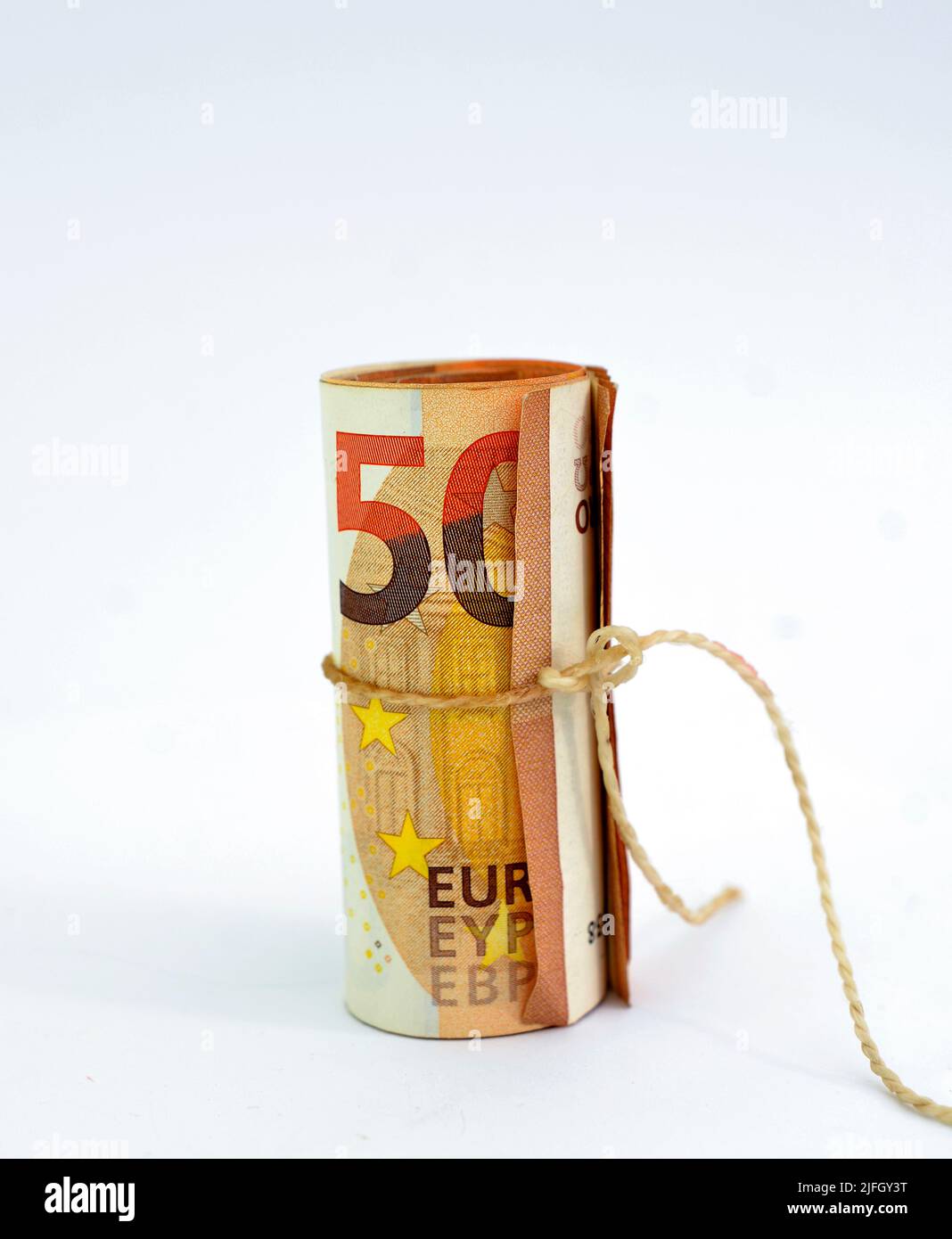 50 euro banknote close-up on white background Stock Photo - Alamy