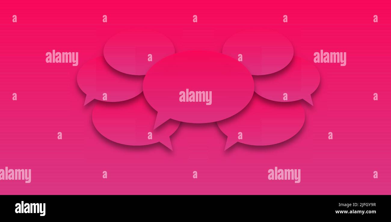 Circles pink purple lilac speech bubbles with shadow on isolated ...