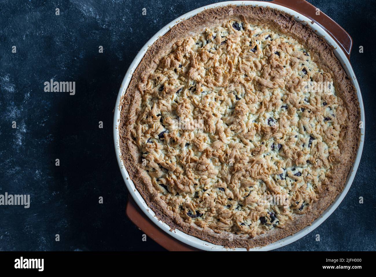 Homemade organic cherry pie dessert ready to eat, close up. Cherry tart ...