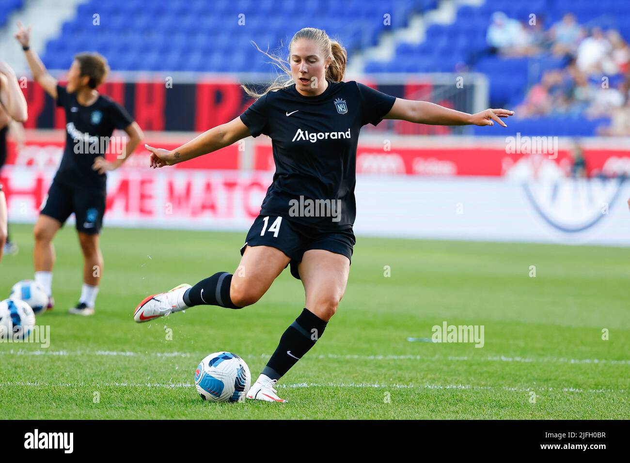 HARRISON, NJ - JULY 02: Delanie Sheehan (14) of NJ/NY Gotham FC warms ...