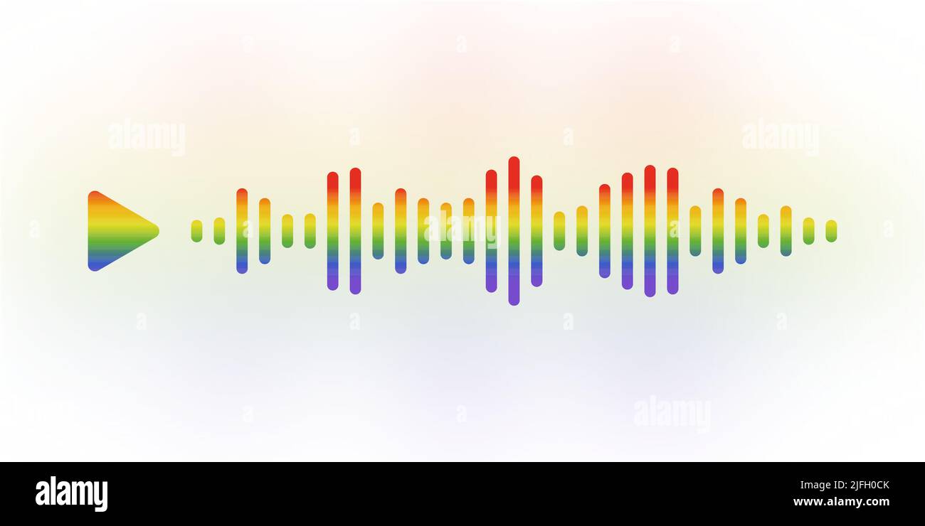 Audio voice colorful message wave with play button in messeger. The ...