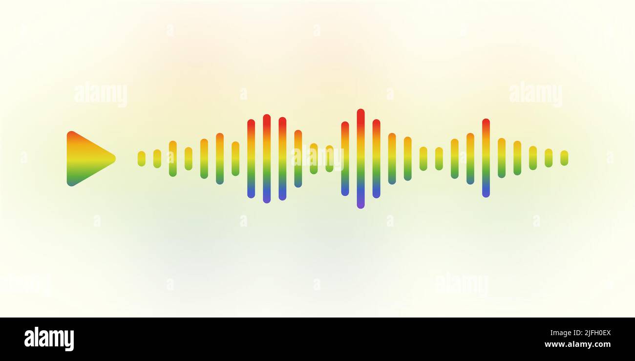 Audio voice colorful message wave with play button in messeger. The ...