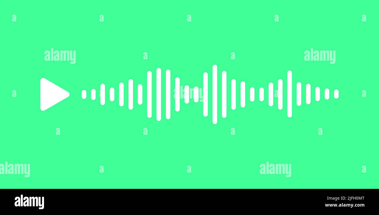 Audio message wave with play button on green background. Audio message ...
