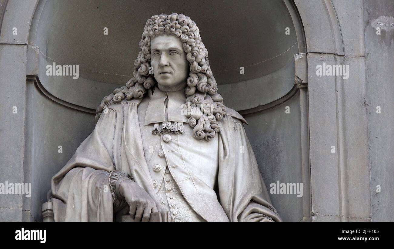 Marble statue of Francesco Redi in the Uffizi Gallery in Florence,Italy ...