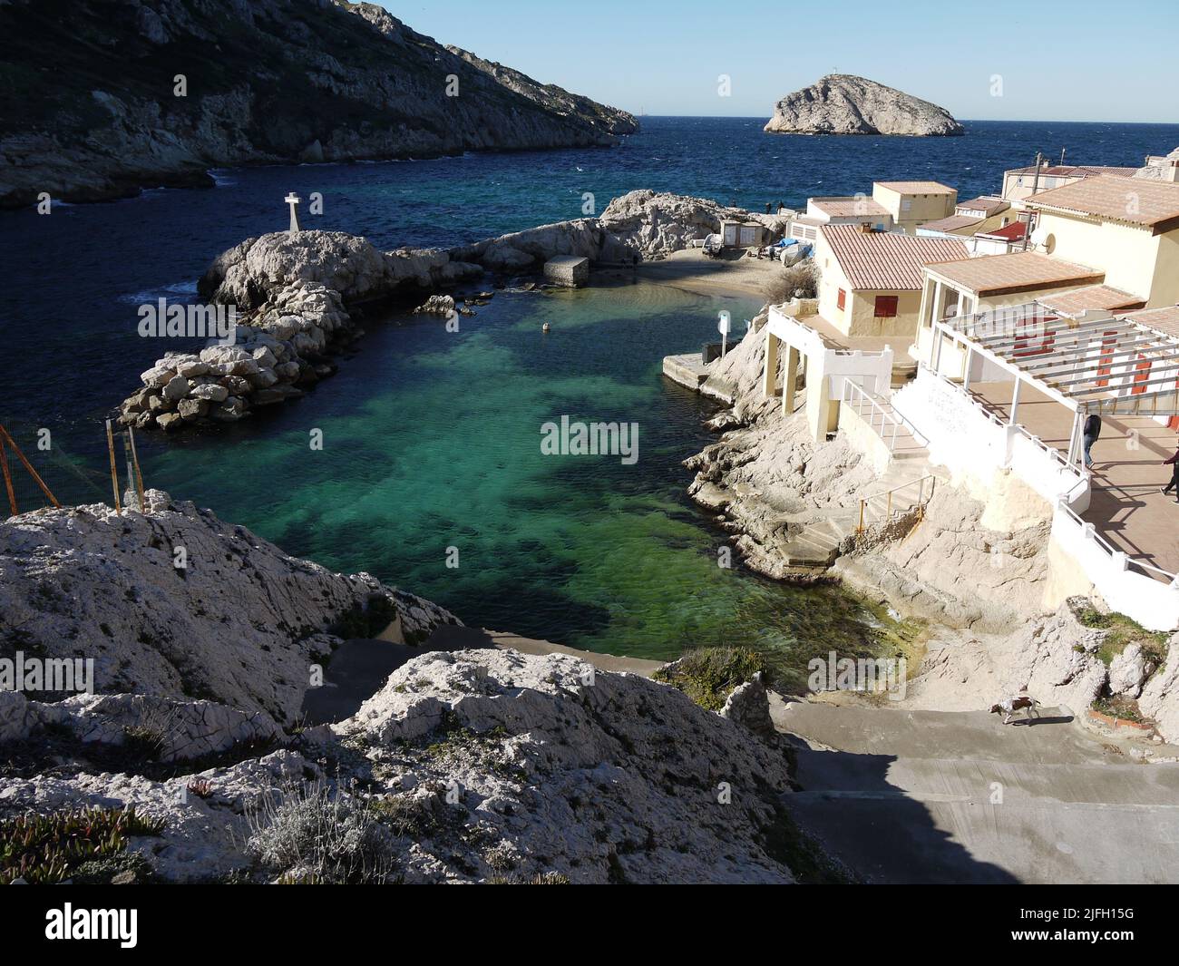 The Monkeys bay (Baie des singes) in the creeks south of Marseille, in ...