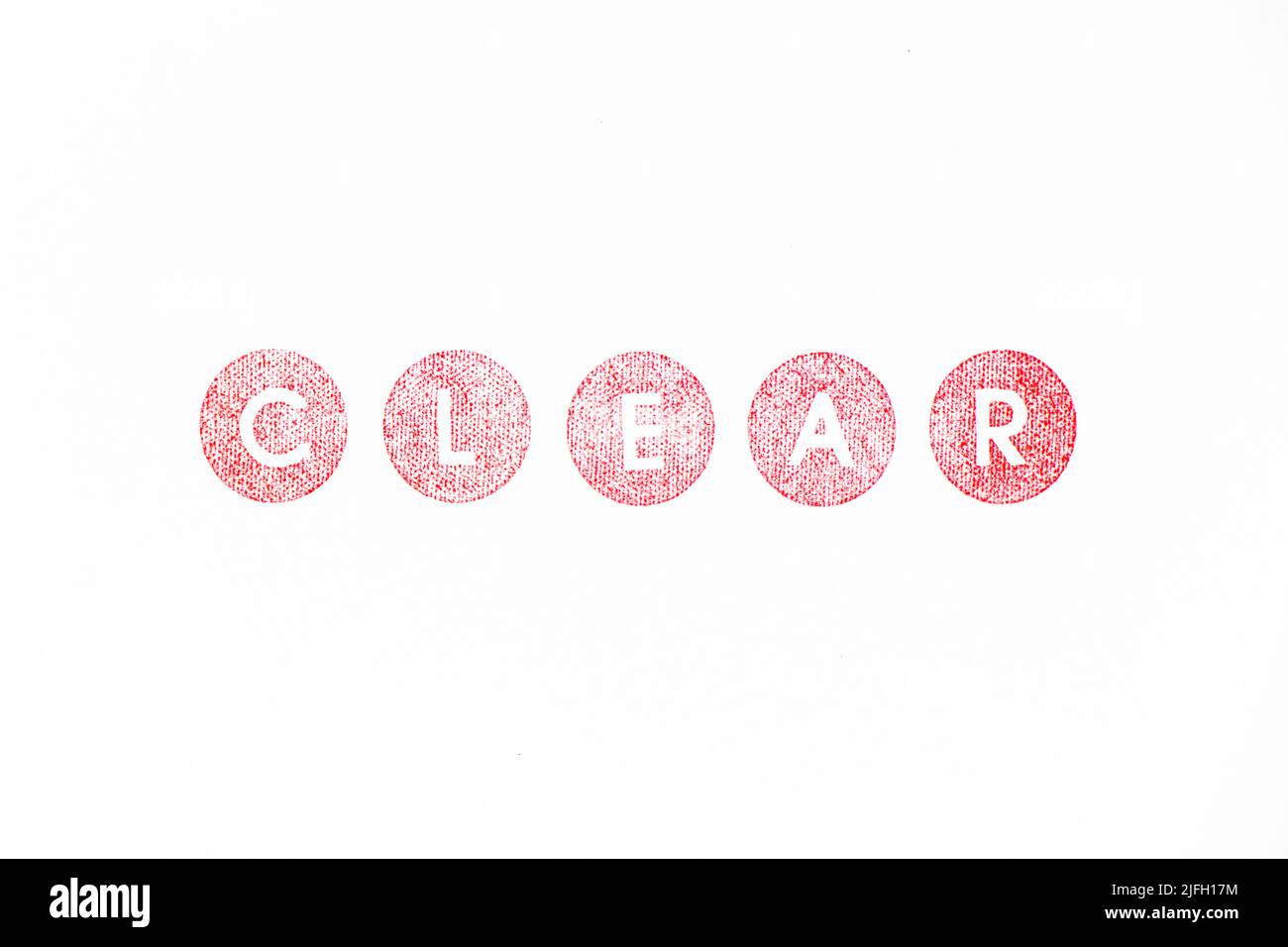 Red color rubber stamp in word clear on white paper background Stock ...