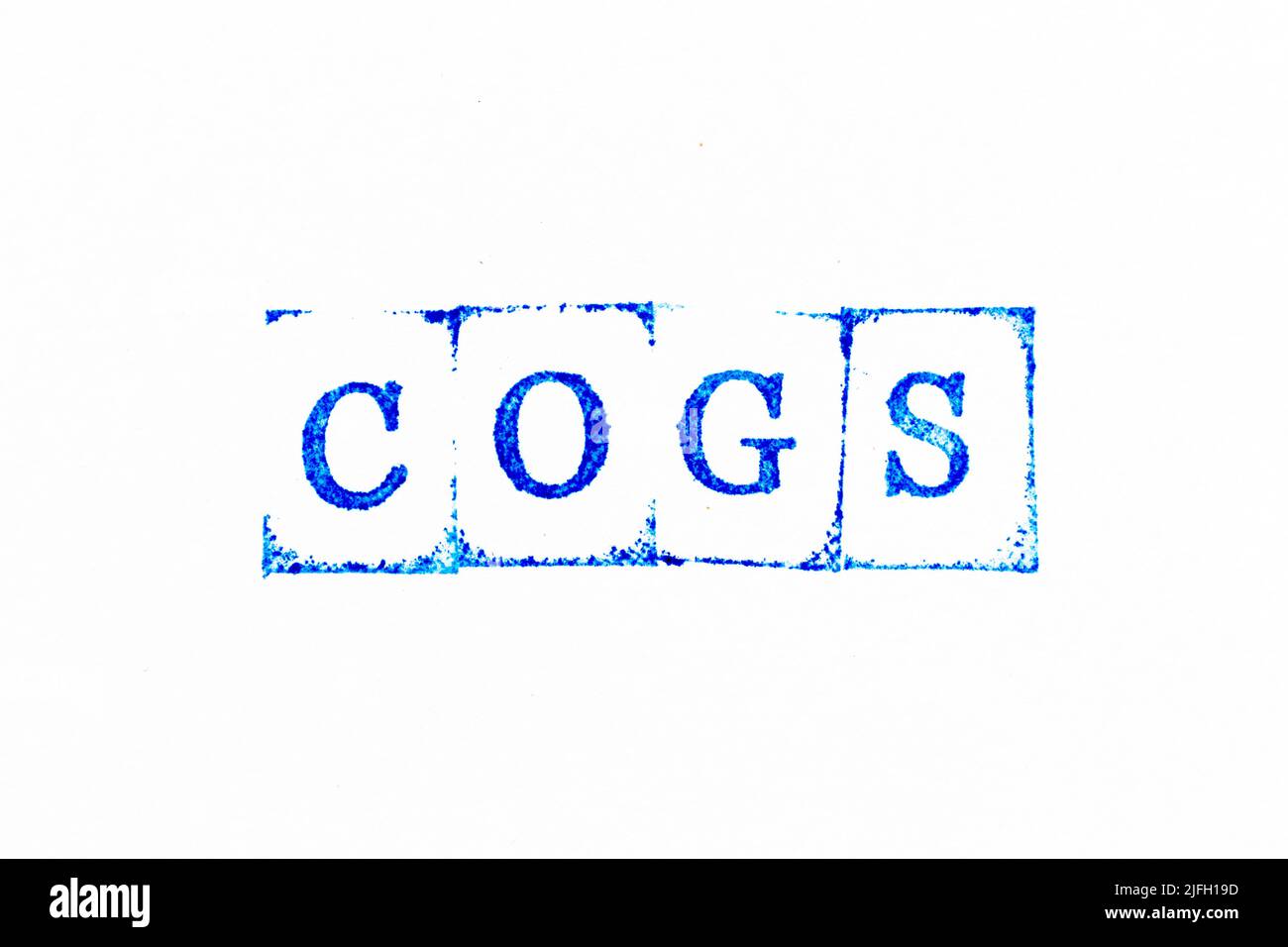 Blue color ink rubber stamp in word COGS (Abbreviation of Cost of goods ...