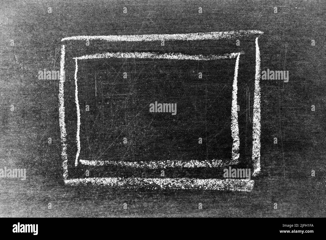 White color chalk hand drawing as square or rectangle shape on ...