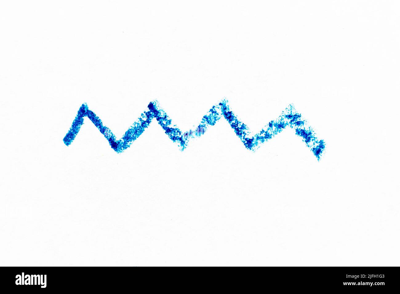 Blue color crayon hand drawing in zigzag line shape on white paper background Stock Photo - Alamy