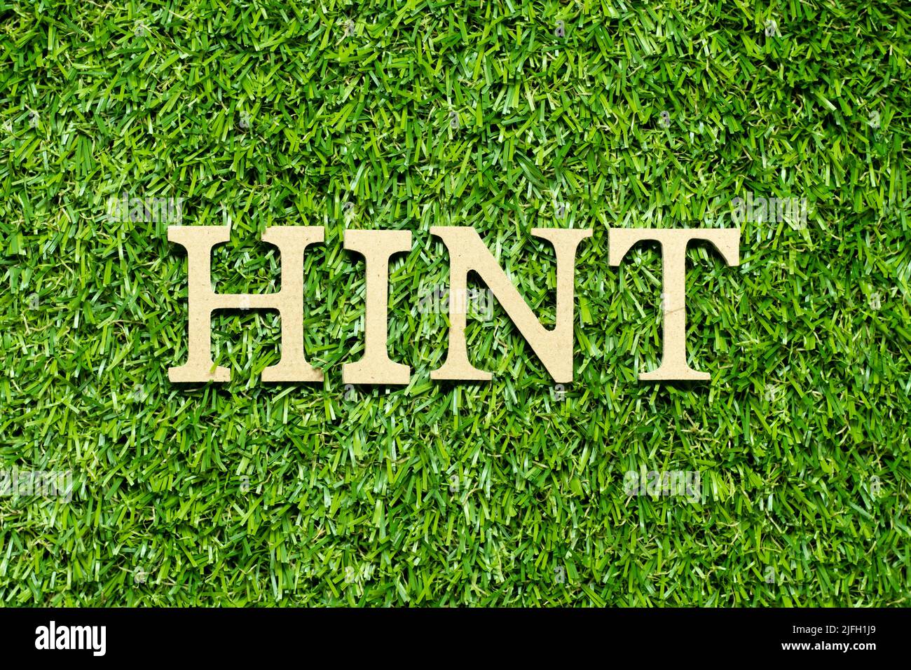 Wood alphabet letter in word hint on green grass background Stock Photo ...