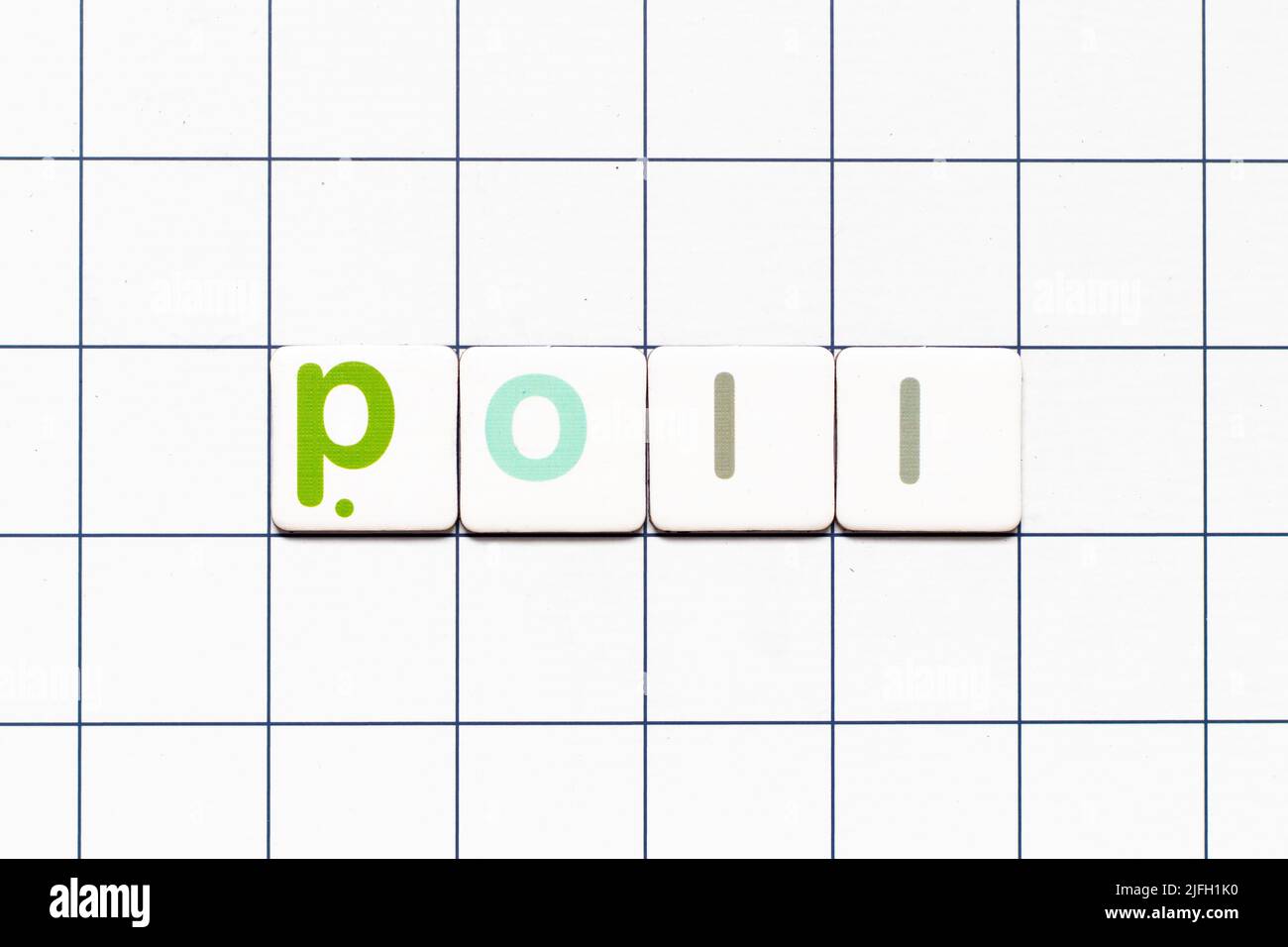 Colorful tile letter in word poll on white grid background Stock Photo ...