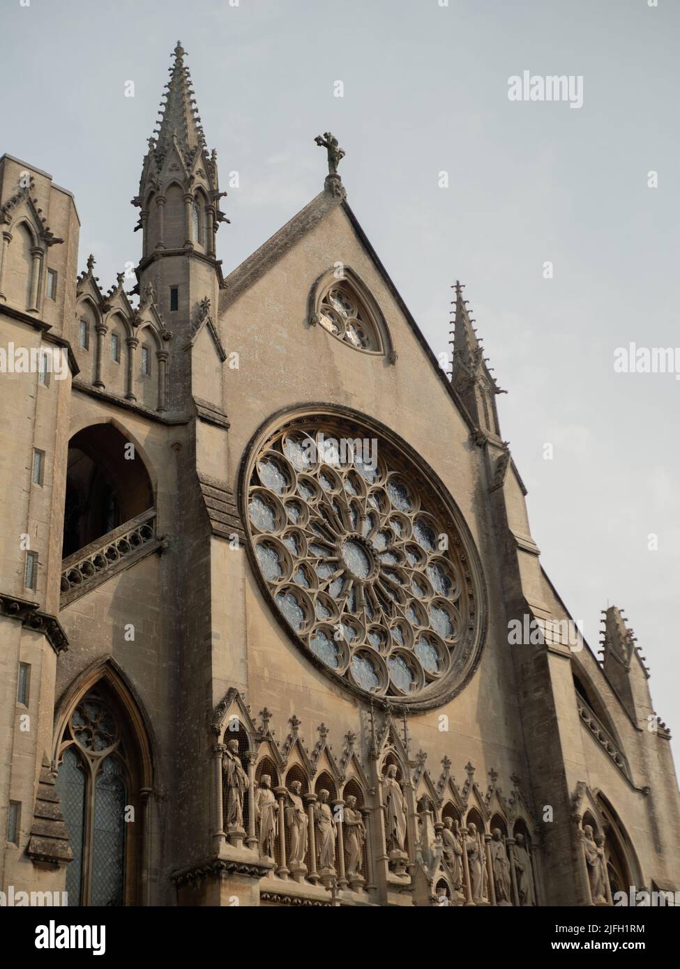 A low angle shot of the exterior design of neo Gothic Cathedral in ...