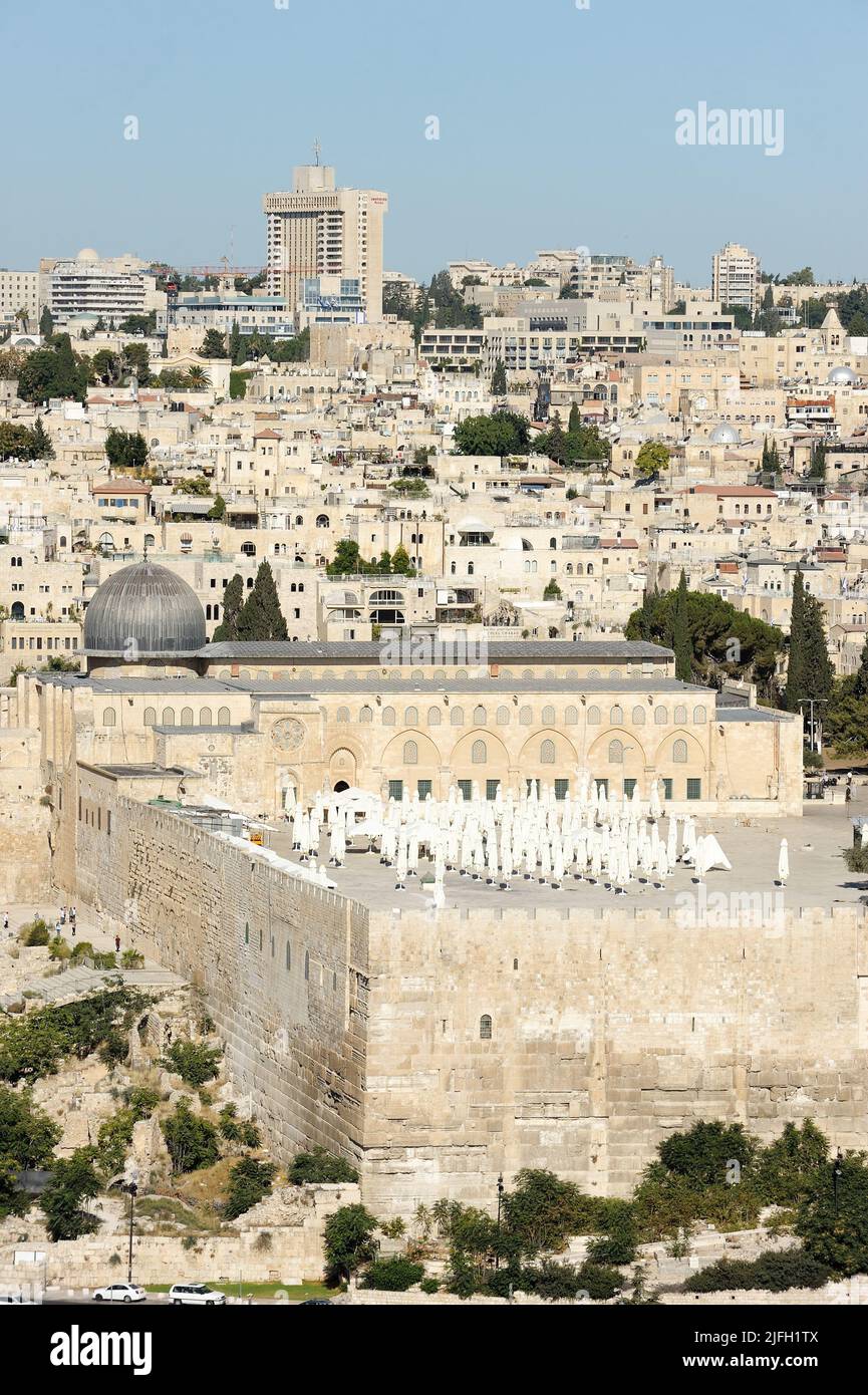 Jerusalem, view of the old city from the Mount of Olives Stock Photo ...