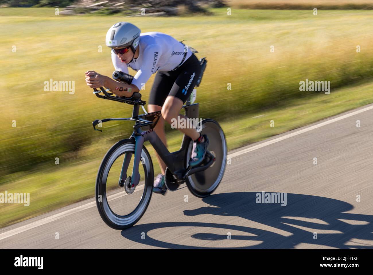03 July 2022, Bavaria, Röckenhofen: Danish triathlete Magnus Ditlev ...