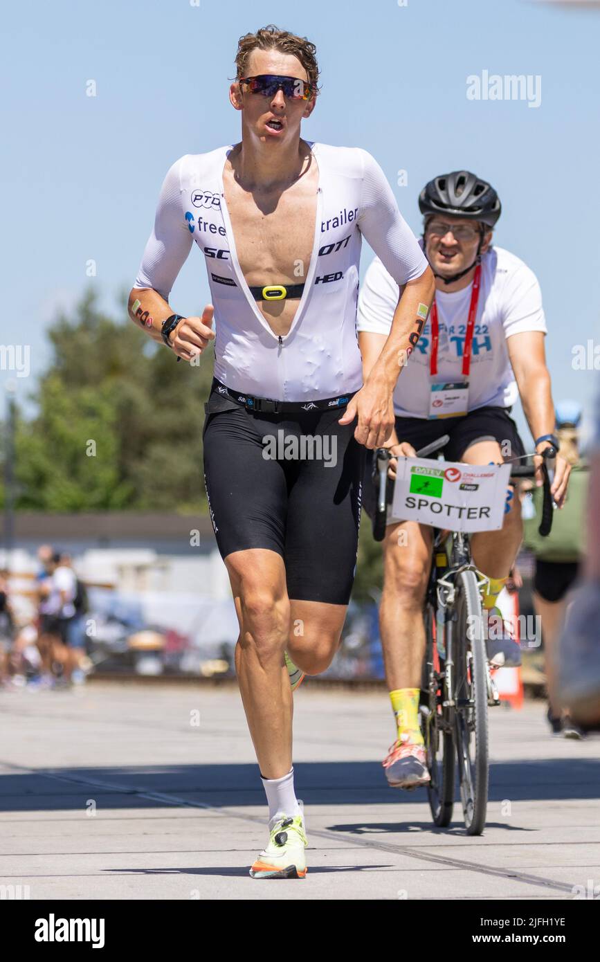 03 July 2022, Bavaria, Röckenhofen: Danish triathlete Magnus Ditlev ...