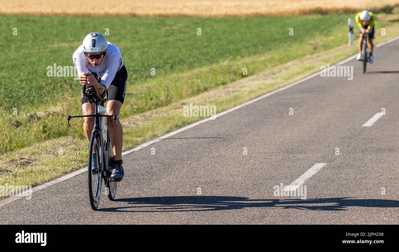 03 July 2022, Bavaria, Röckenhofen: Danish triathlete Magnus Ditlev ...