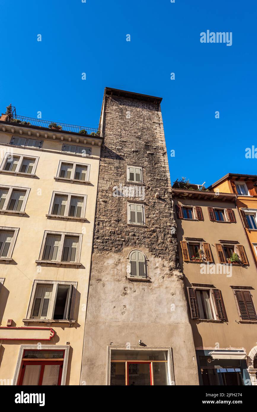 Medieval tower and old houses in Trento downtown (via Rodolfo Belenzani ...