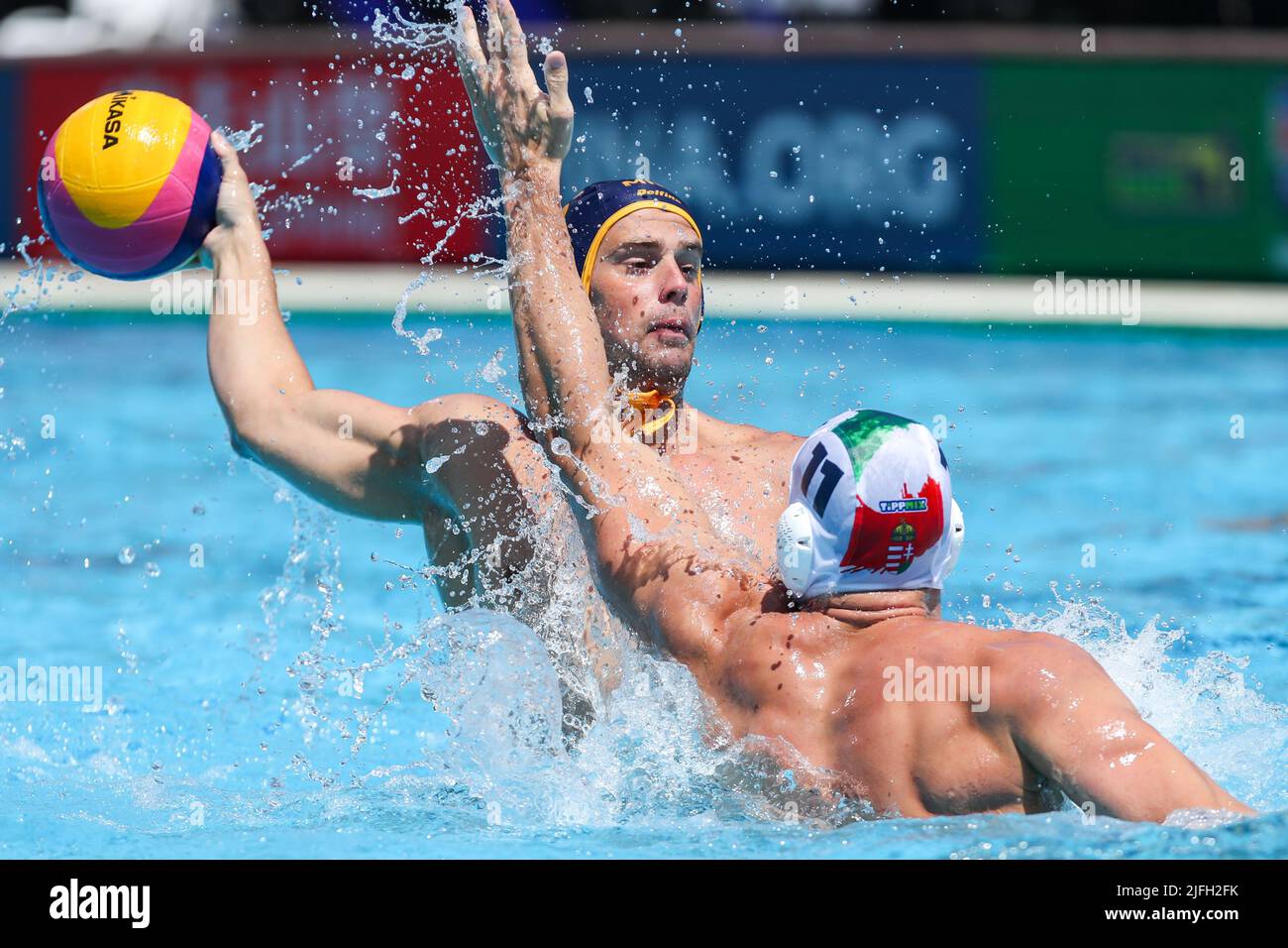 BUDAPEST, HUNGARY - JULY 3: Vlado Popadic of Montenegro, Szilard Jansik ...
