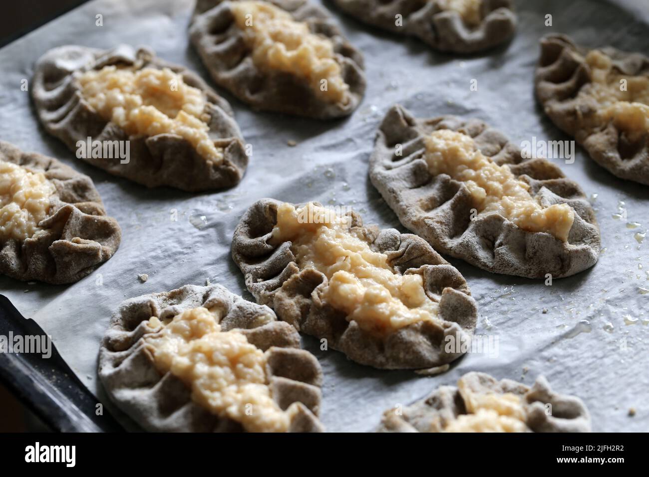Homemade karelian pies (fin: karjalanpiirakka) - traditional Finnish ...