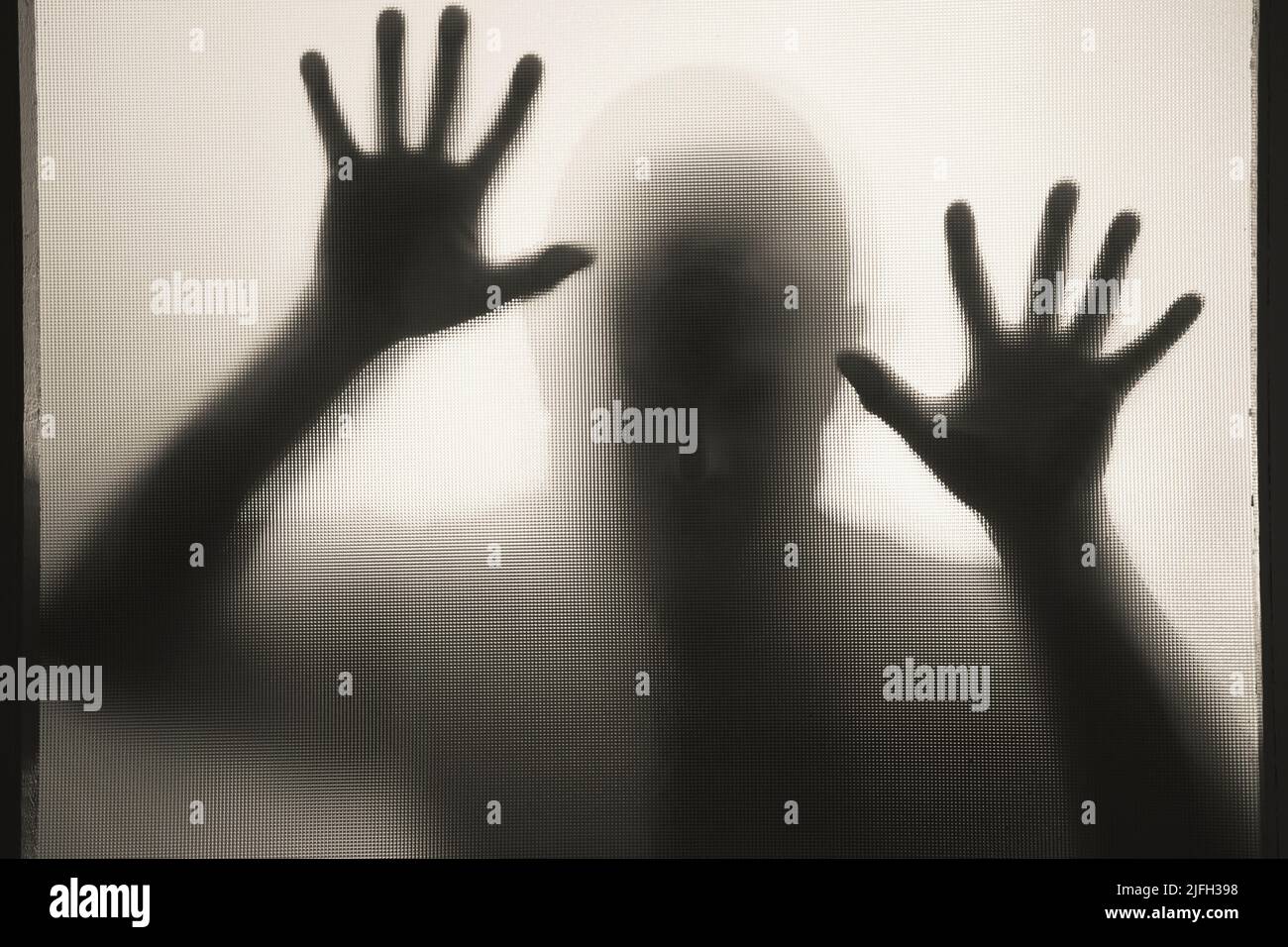 Horror, halloween background - Shadowy figure behind glass of a man ...