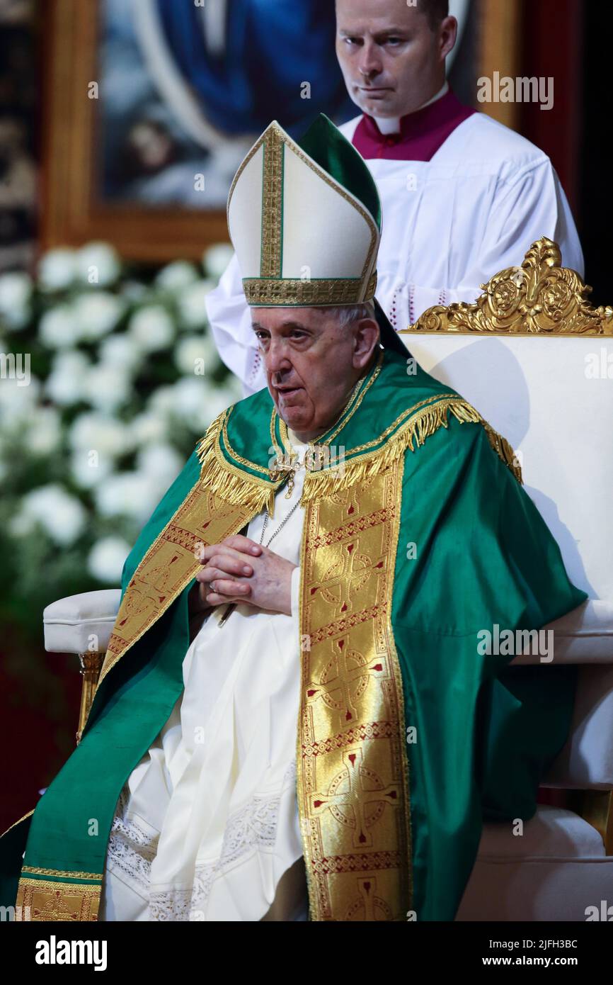 July 3, 2022 - POPE FRANCIS concelebrates with Cardinal PAUL RICHARD ...