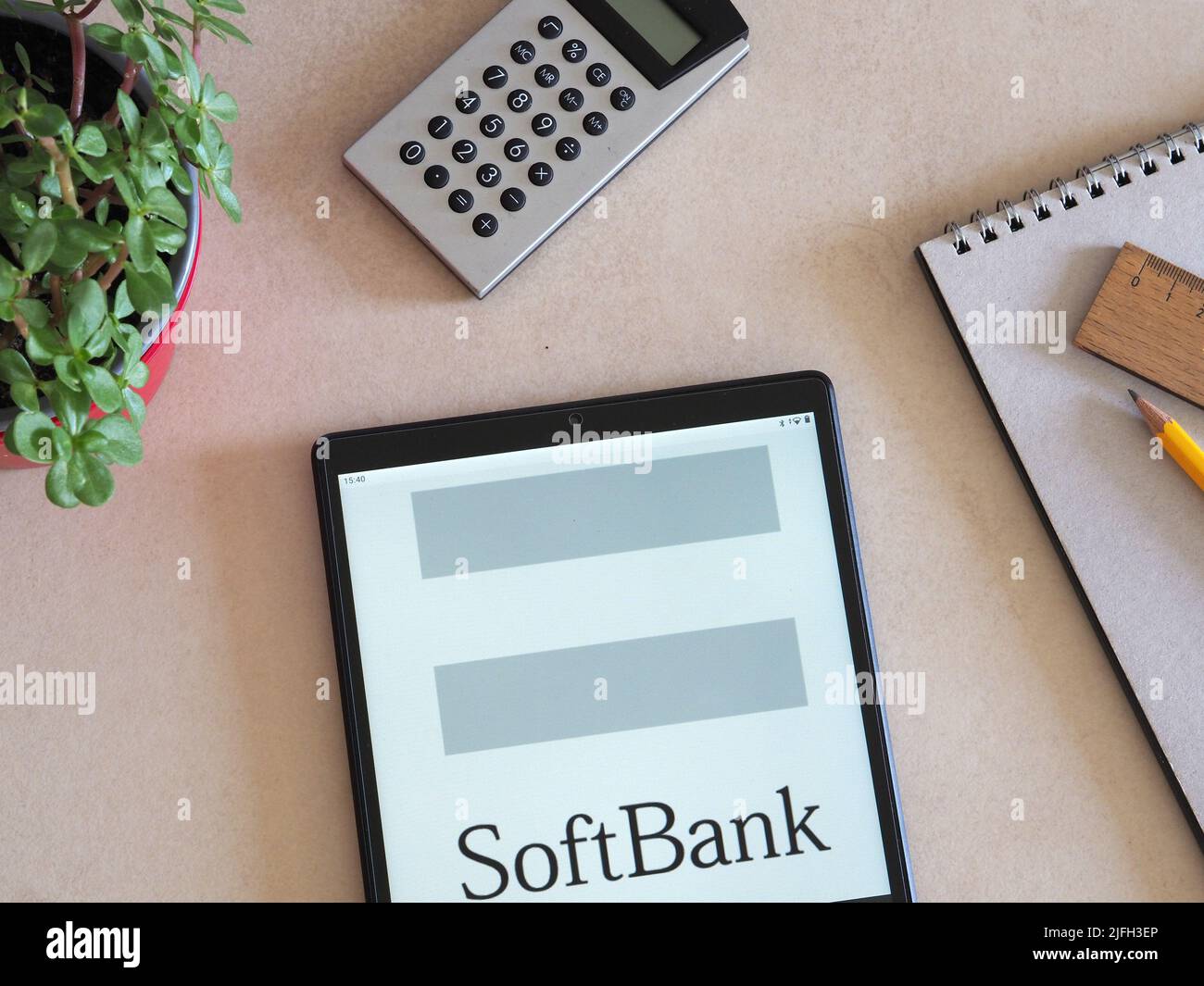 In this photo illustration SoftBank Group Corp. logo seen displayed on ...