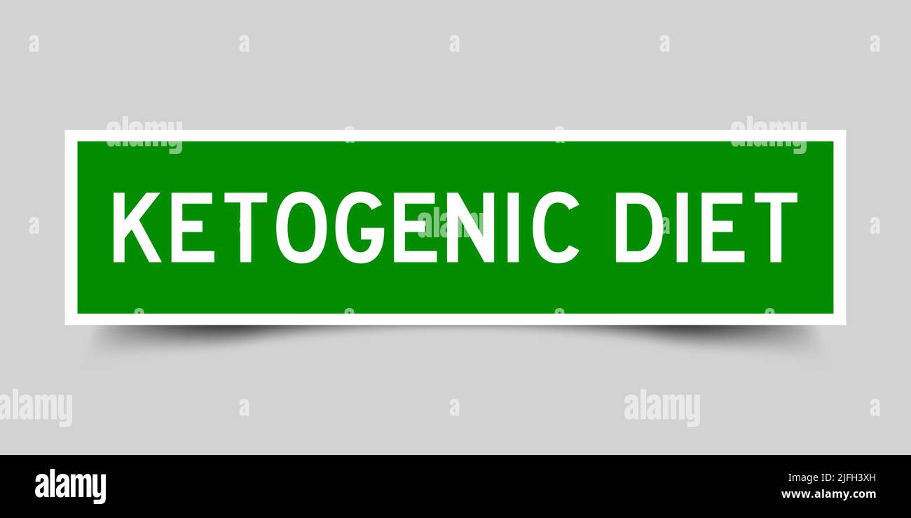 Green color square shape sticker label with word ketogenic diet on gray ...