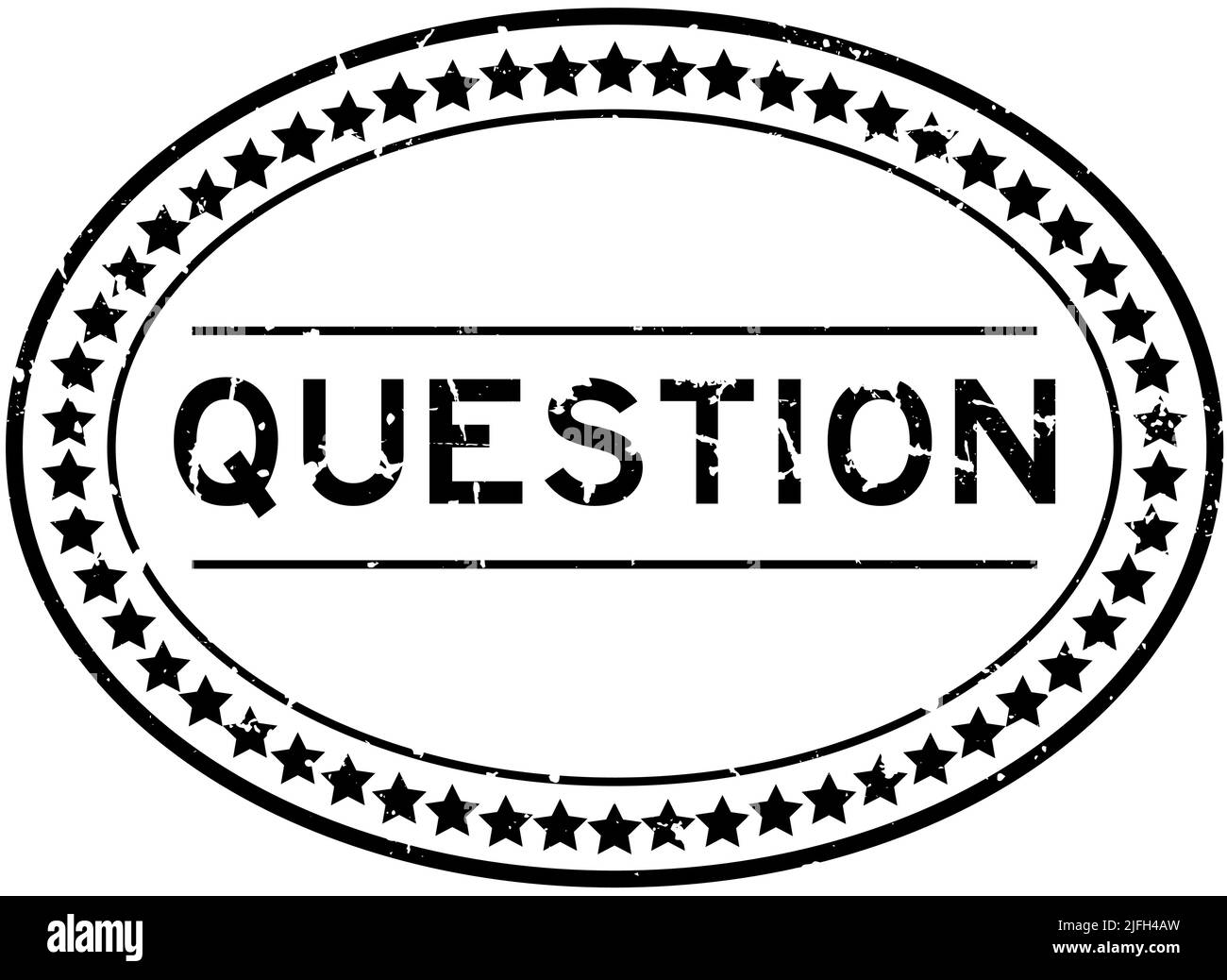 Grunge black question word oval rubber seal stamp on white background ...