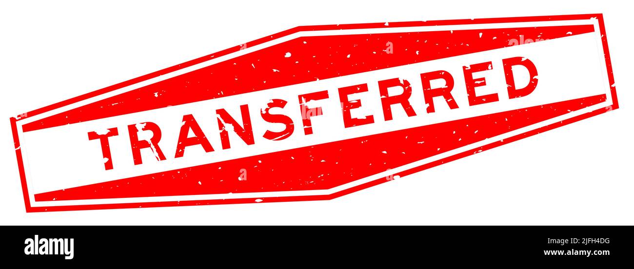 Grunge red transferred word hexagon rubber seal stamp on white ...