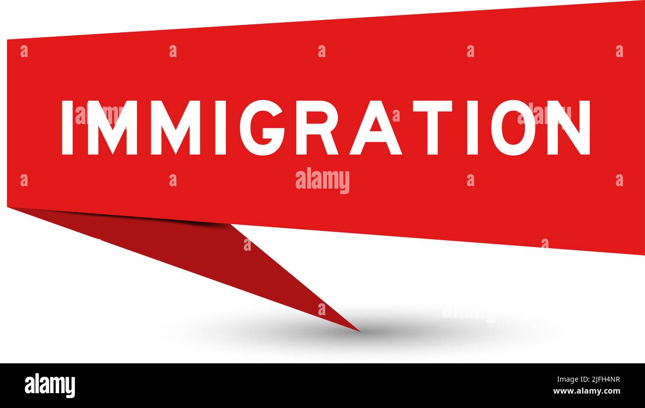 Red color speech banner with word immigration on white background Stock ...