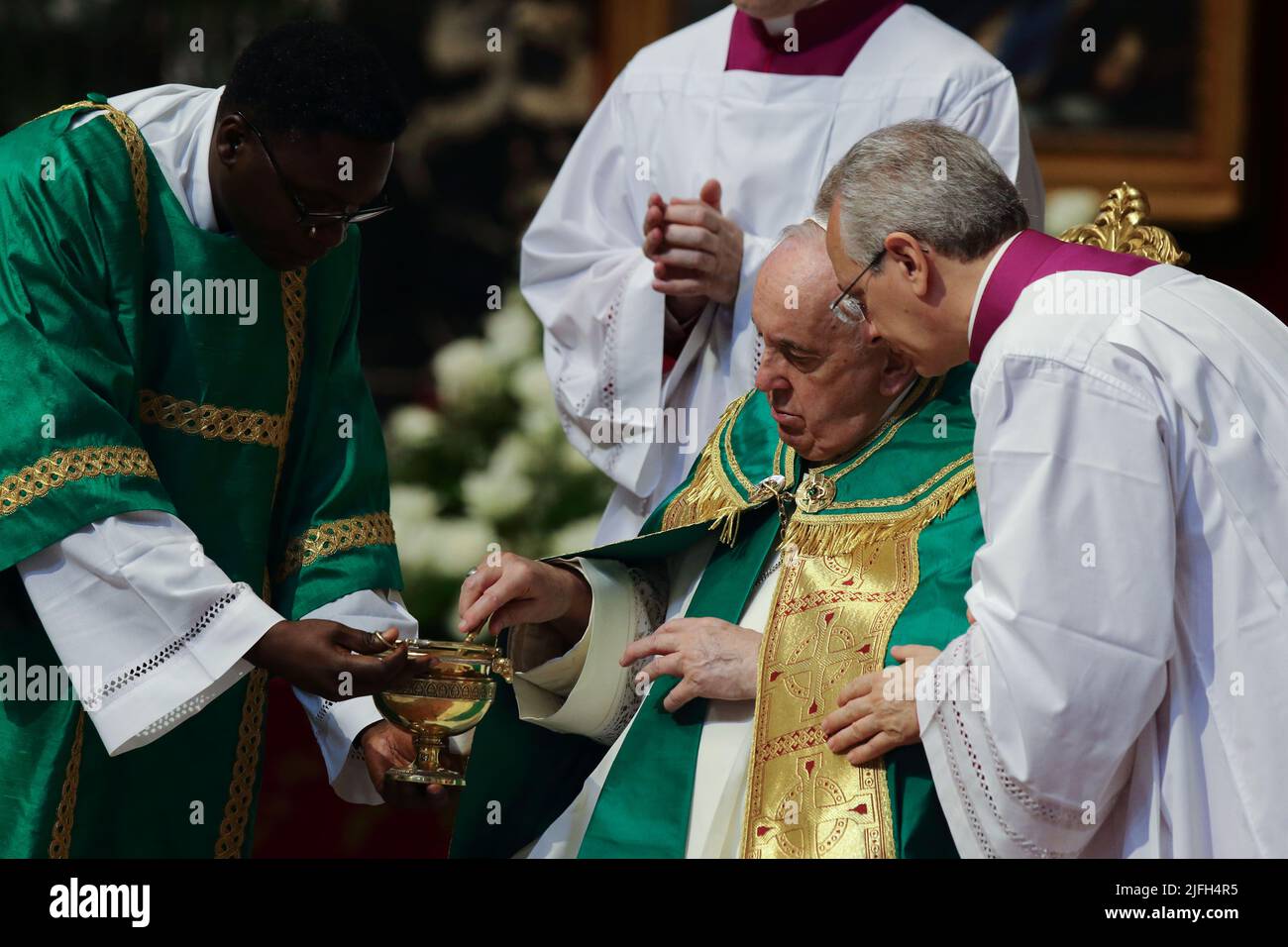 July 3, 2022 - POPE FRANCIS concelebrates with Cardinal PAUL RICHARD ...