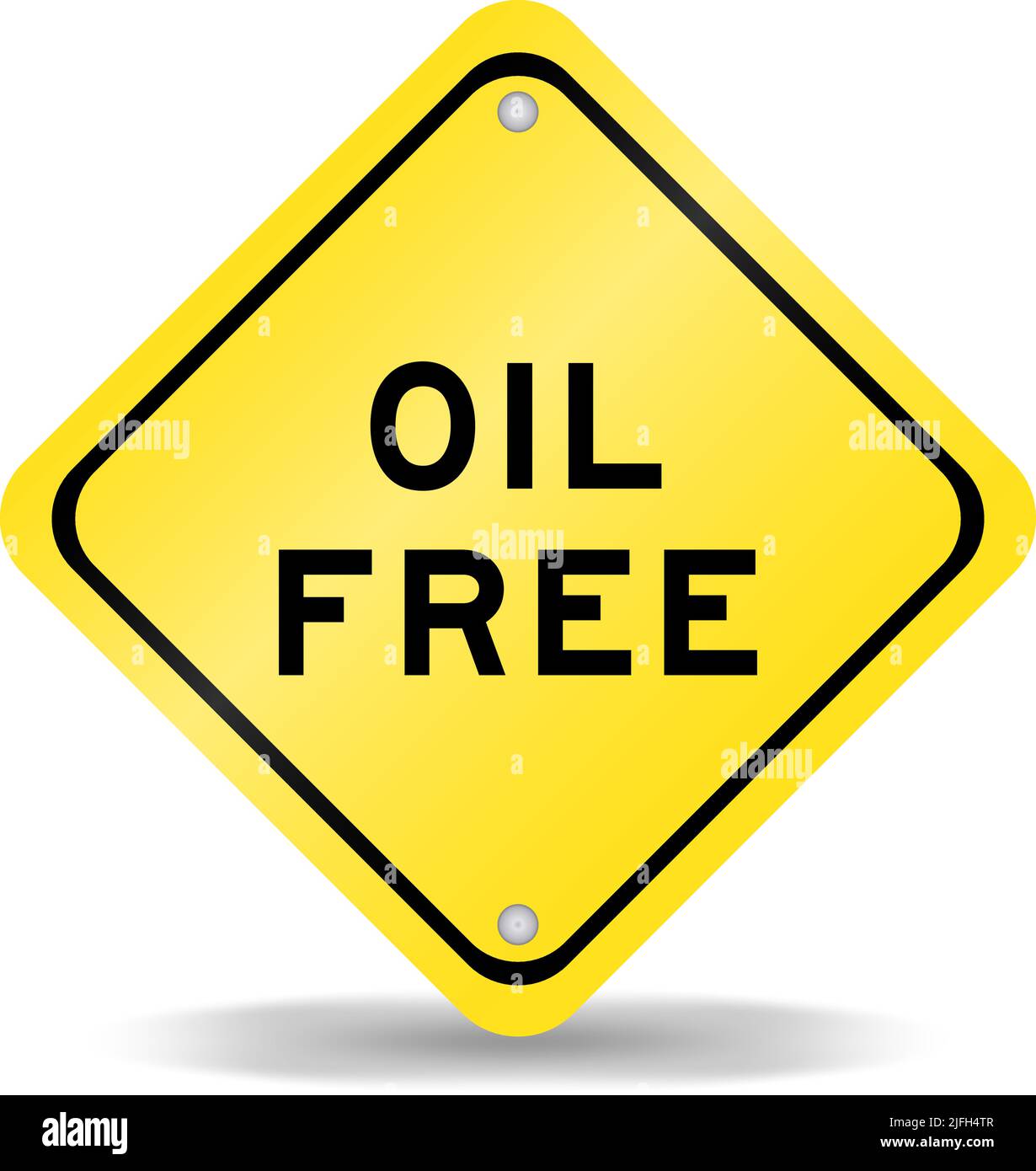 Yellow color transportation sign with word oil free on white background ...