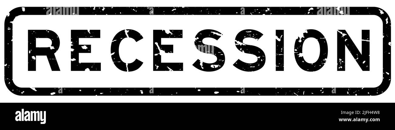 Grunge black recession word square rubber seal stamp on white ...