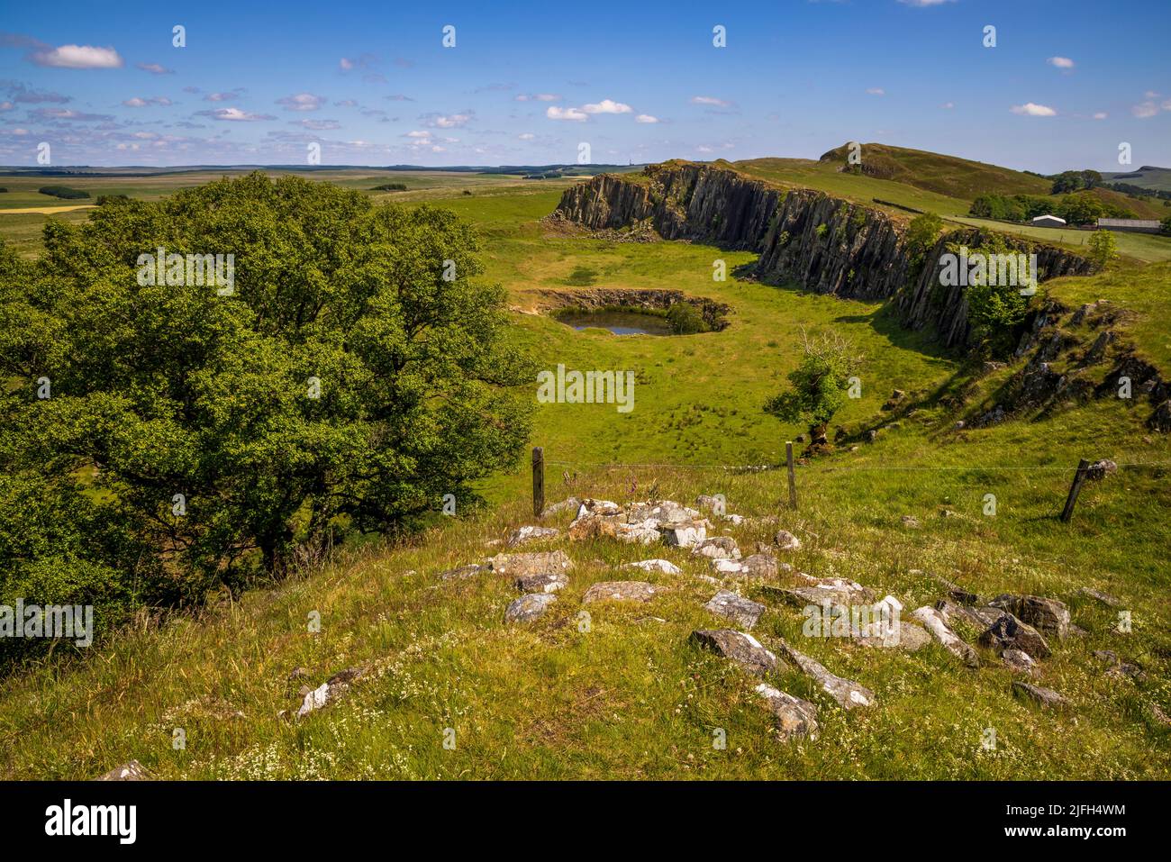 The remnants of Turret 45A on Hadrian’s Wall as it follows the original ...