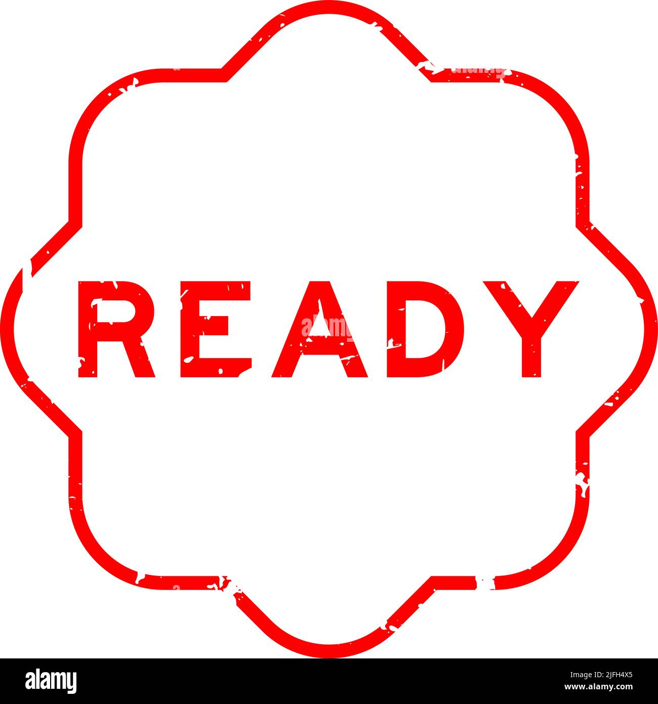 Grunge red ready word rubber seal stamp on white background Stock ...
