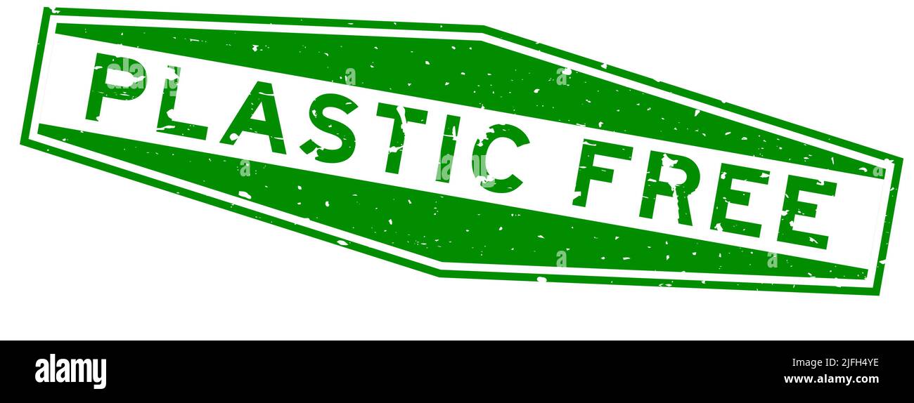 Grunge green plastic free word hexagon rubber seal stamp on white background Stock Vector Image ...
