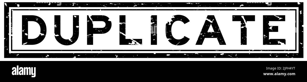 Grunge black duplicate word square rubber seal stamp on white ...