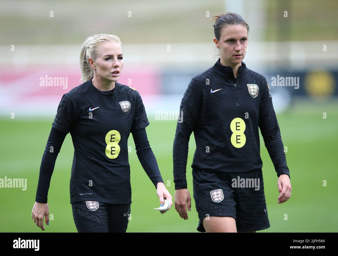 England's Alex Greenwood (left) and Lotte Wubben-Moy during a training ...