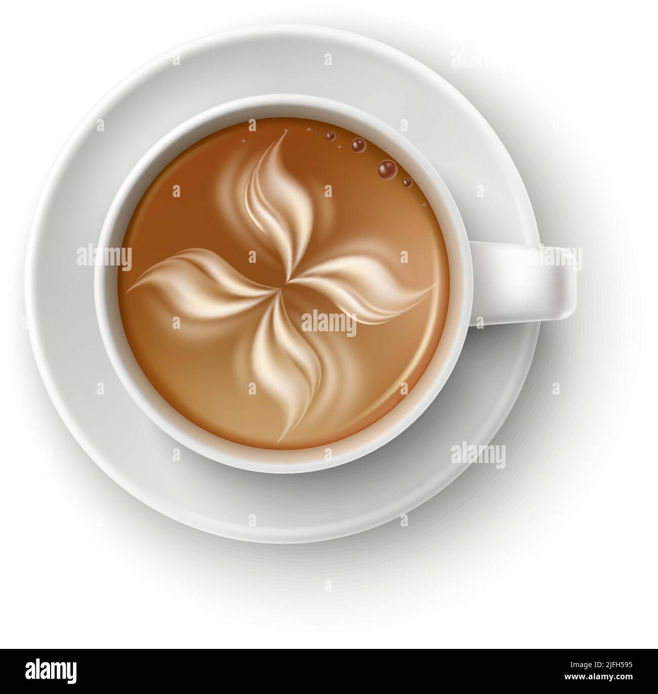 Coffee cup with latte art. Realistic drink mockup Stock Vector Image ...