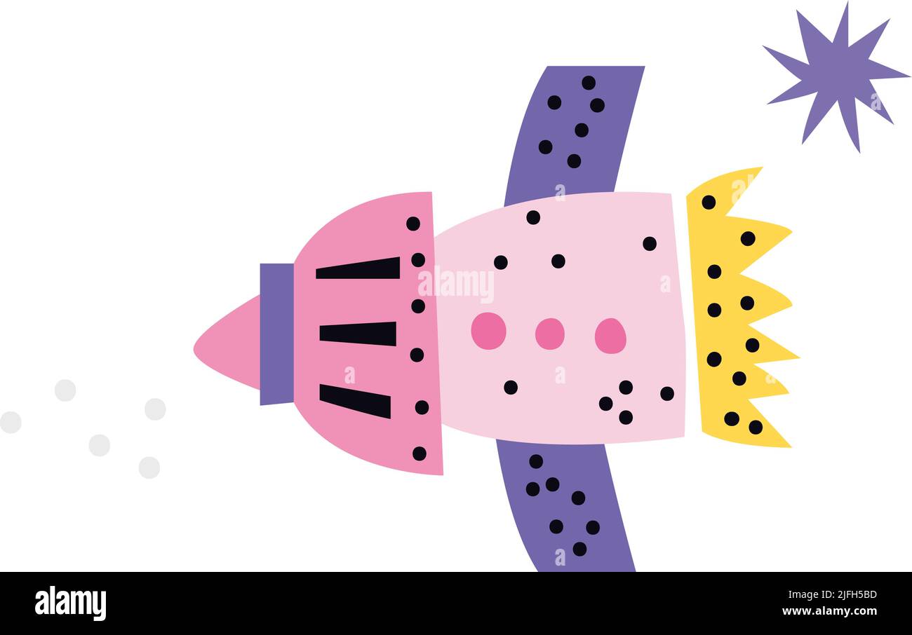 Cute flying rocket. Child print space ship Stock Vector Image & Art - Alamy