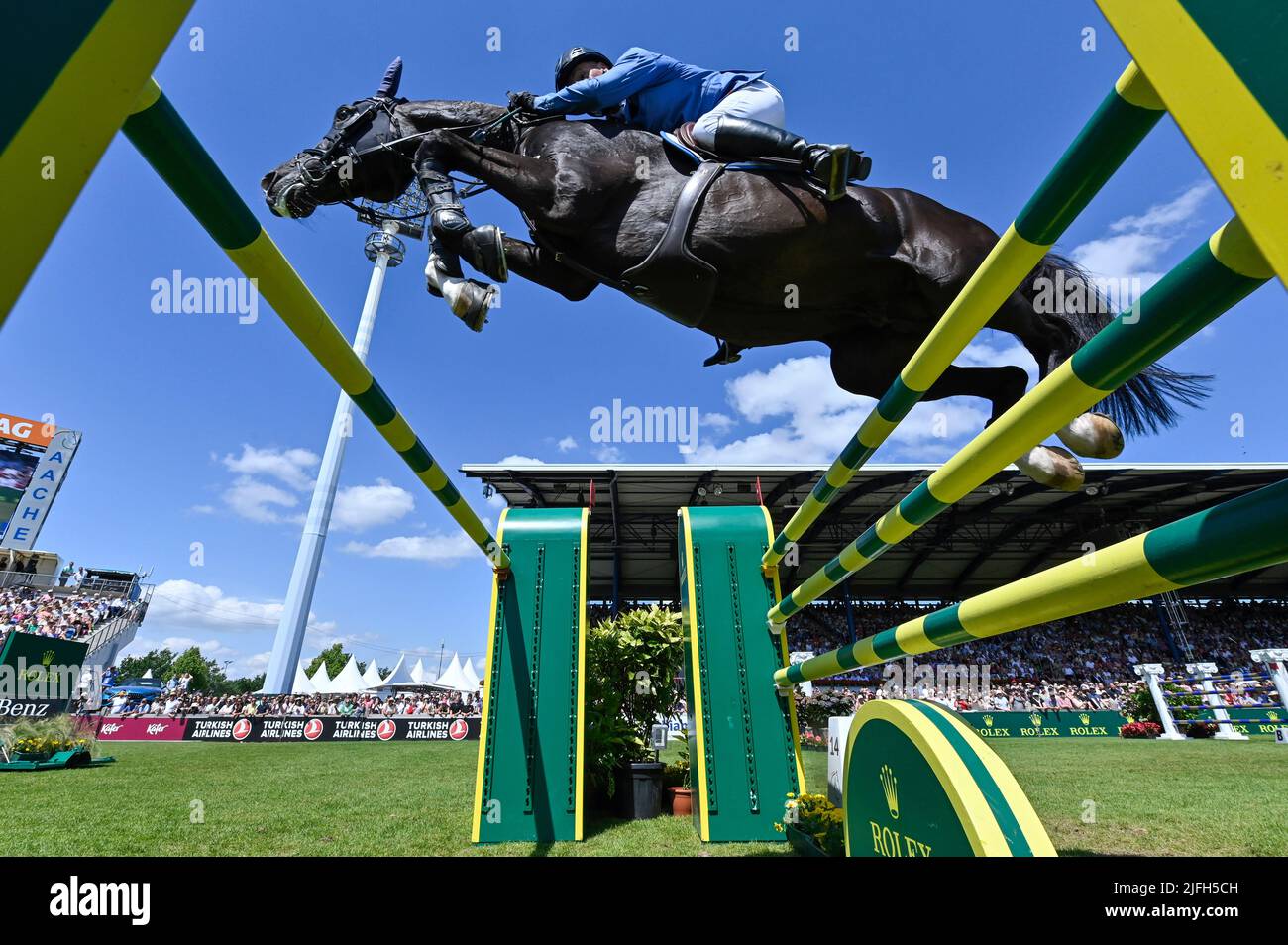 03 July 2022, North Rhine-Westphalia, Aachen: Equestrian sport, jumping ...