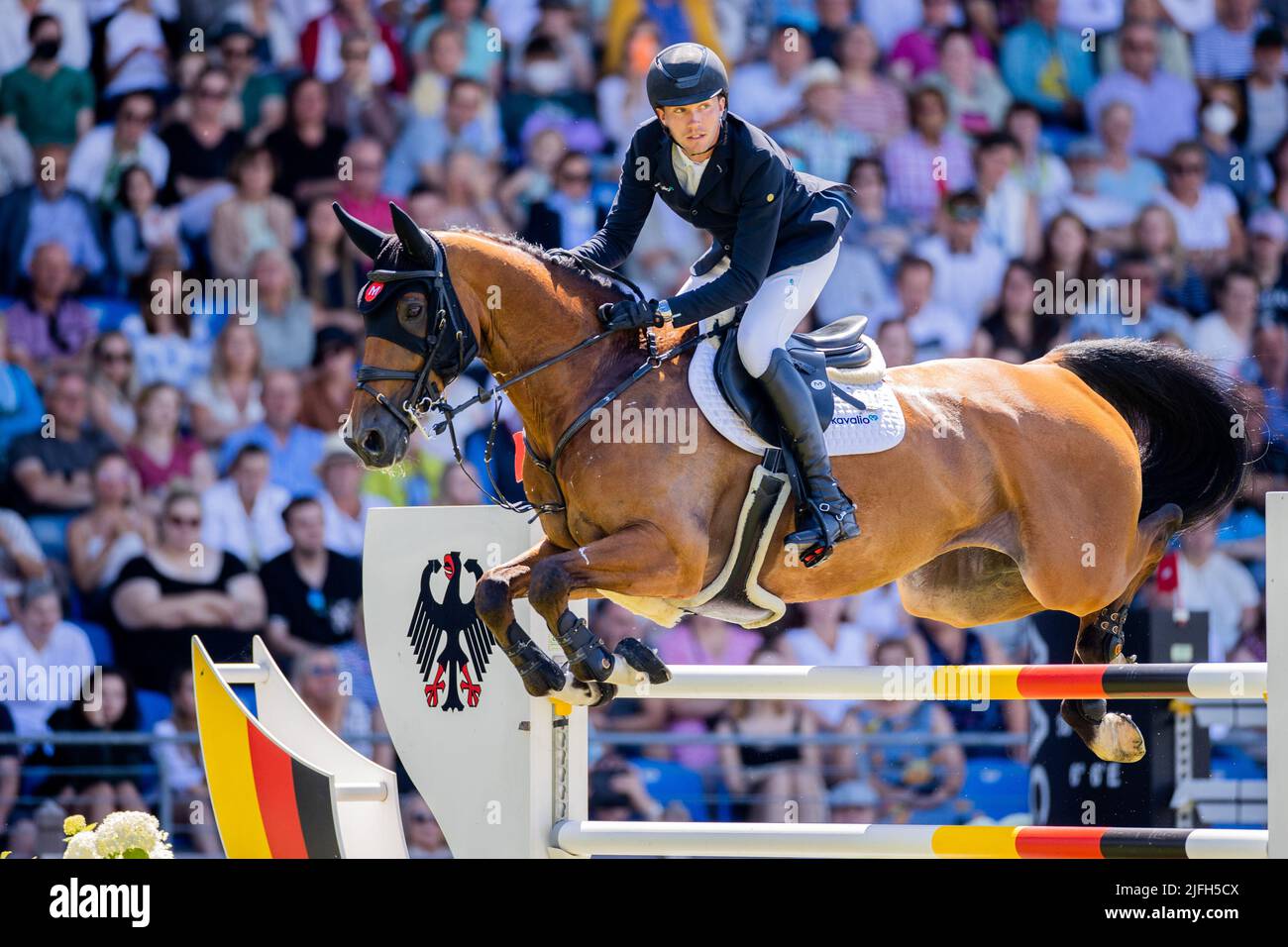03 July 2022, North Rhine-Westphalia, Aachen: Equestrian sport, jumping ...