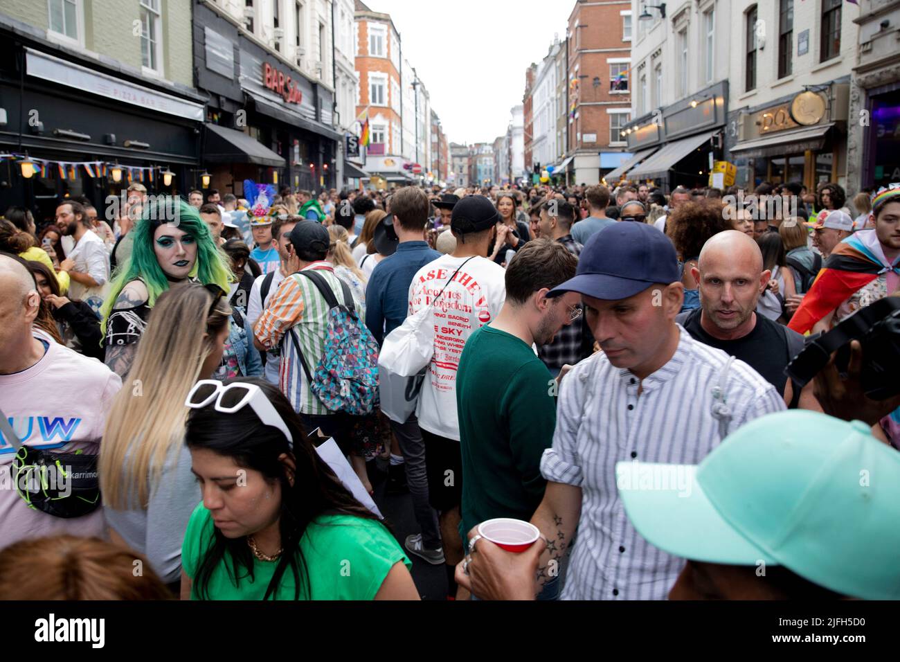 The view of the busy Soho post the official Pride march parade. The ...