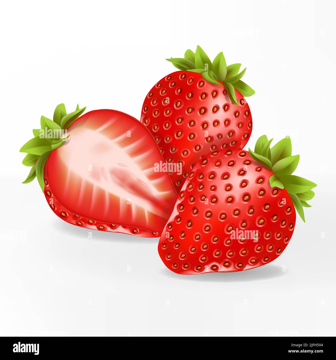 Vector 3D Illustration Realistic Sliced Strawberries Illustration in ...