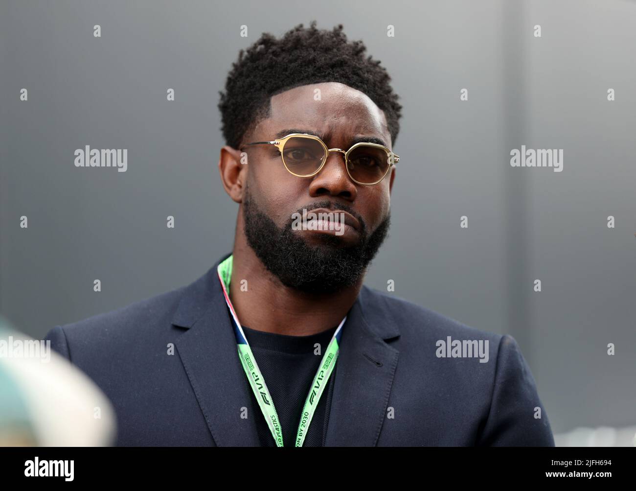 Micah Richards attending the British Grand Prix 2022 at Silverstone ...