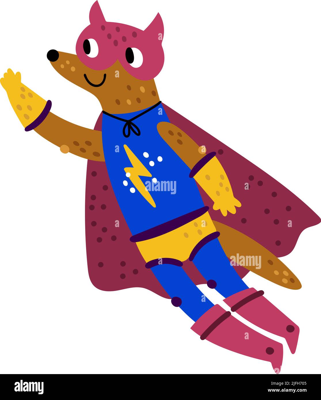 Super fox flying in cape. Cute superhero animal character Stock Vector ...