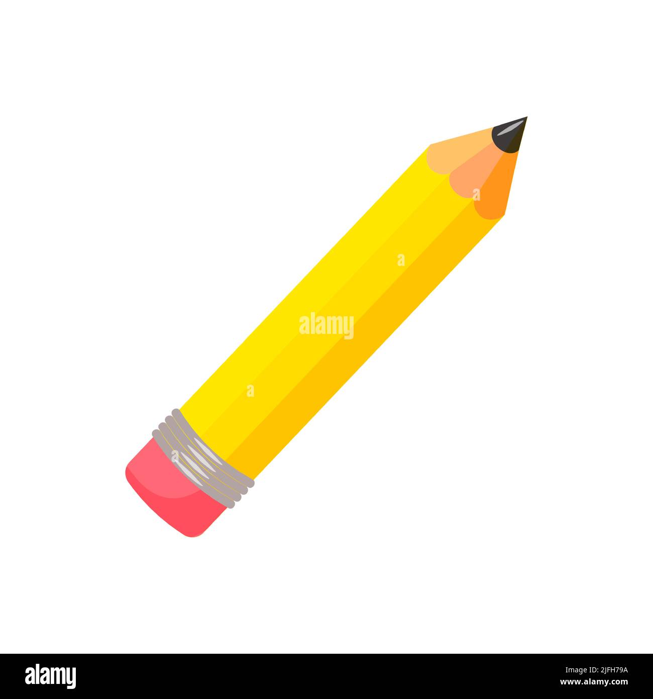 Yellow pencil vector illustration isolated icon. School equipment ...