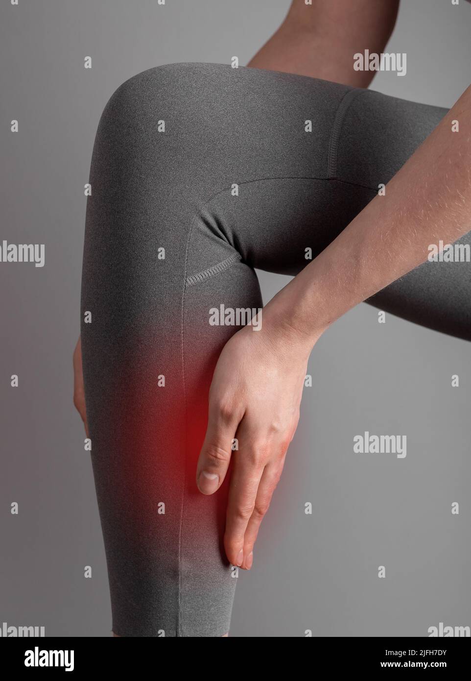 Shin, leg pain concept. Abstract injury or pain close up. High quality ...