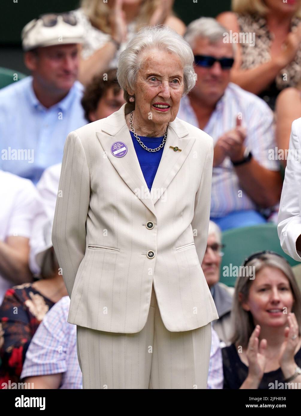 Angela Barrett during day seven of the 2022 Wimbledon Championships at ...