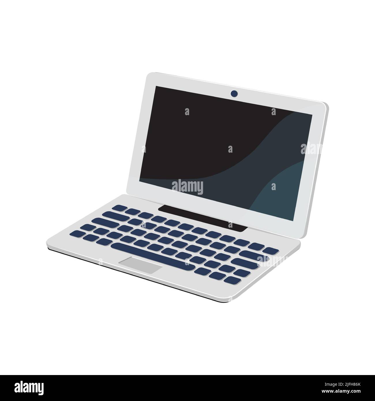 Isometric light grey laptop flat vector illustration isolated on white ...